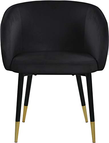 Meridian Furniture Louise Collection Modern | Contemporary Velvet Upholstered Dining Chair with Gold Tipped, Black Metal Legs, 24" W x 23.5" D x 30" H