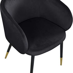 Meridian Furniture Louise Collection Modern | Contemporary Velvet Upholstered Dining Chair with Gold Tipped, Black Metal Legs, 24" W x 23.5" D x 30" H