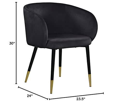 Meridian Furniture Louise Collection Modern | Contemporary Velvet Upholstered Dining Chair with Gold Tipped, Black Metal Legs, 24" W x 23.5" D x 30" H