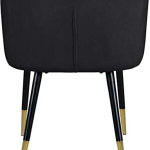 Meridian Furniture Louise Collection Modern | Contemporary Velvet Upholstered Dining Chair with Gold Tipped, Black Metal Legs, 24" W x 23.5" D x 30" H