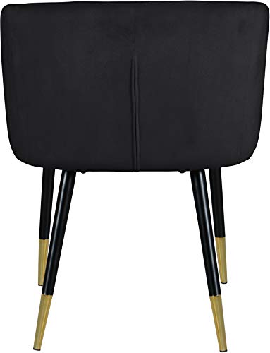 Meridian Furniture Louise Collection Modern | Contemporary Velvet Upholstered Dining Chair with Gold Tipped, Black Metal Legs, 24" W x 23.5" D x 30" H