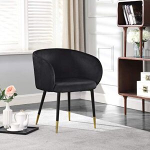 Meridian Furniture Louise Collection Modern | Contemporary Velvet Upholstered Dining Chair with Gold Tipped, Black Metal Legs, 24" W x 23.5" D x 30" H