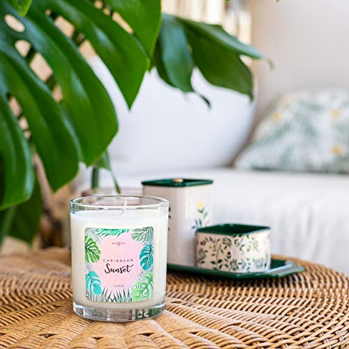 Kate Bissett Baubles Caribbean Sunsent Scented Premium Candle and Jewelry with Surprise Ring Inside | 10 oz Large Candle | Made in USA | Parrafin Free | Size 10