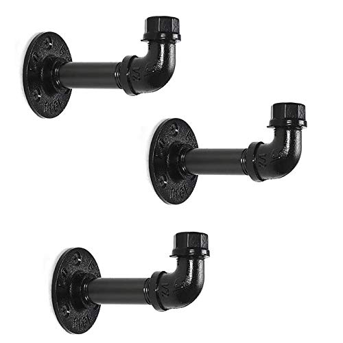 LIANTRAL Towel Hook, 3-Pack Wall Mounted Coat Hooks Industrial Wall Robe Hanger Hooks for Bathroom Kitchen Bedroom, Iron Finished, Black