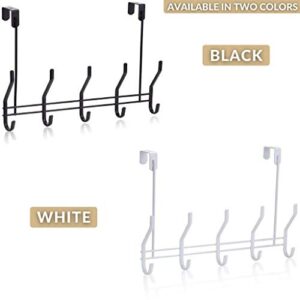 Over The Door Organizer Rack with Hooks - Heavy Duty Iron Wire Door Hanger for Coats, Bags, Hats, Towels, Clothes - Space Saving Hanging Rack Organizer (Black)