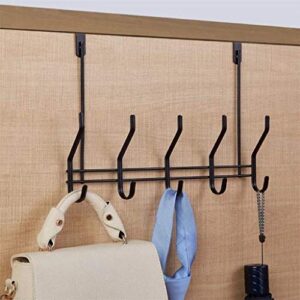 Over The Door Organizer Rack with Hooks - Heavy Duty Iron Wire Door Hanger for Coats, Bags, Hats, Towels, Clothes - Space Saving Hanging Rack Organizer (Black)