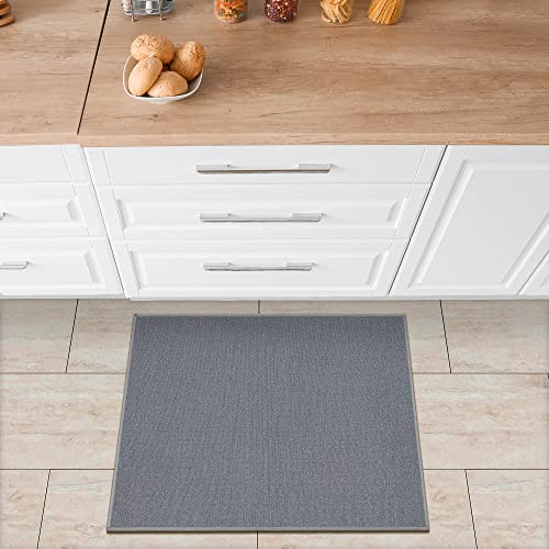 Machine Washable Modern Solid Design Non-Slip Rubberback 2x3 Traditional Area Rug for Entryway, Bedroom, Kitchen, Bathroom, 2'3" x 3', Gray