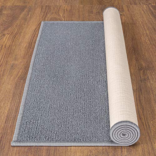 Machine Washable Modern Solid Design Non-Slip Rubberback 2x3 Traditional Area Rug for Entryway, Bedroom, Kitchen, Bathroom, 2'3" x 3', Gray