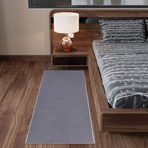 Machine Washable Modern Solid Design Non-Slip Rubberback 2x6 Traditional Runner Rug for Hallway, Kitchen, Bedroom, Living Room, 2'2" x 6', Gray