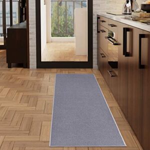 Machine Washable Modern Solid Design Non-Slip Rubberback 2x6 Traditional Runner Rug for Hallway, Kitchen, Bedroom, Living Room, 2'2" x 6', Gray