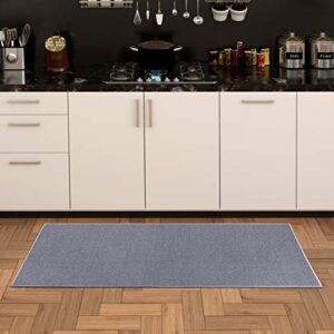 Machine Washable Modern Solid Design Non-Slip Rubberback 2x6 Traditional Runner Rug for Hallway, Kitchen, Bedroom, Living Room, 2'2" x 6', Gray