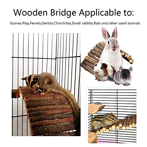 Hamiledyi Bunny Wooden Ladder Guinea Pig DIY Toy Rodents Chewing & Climbing Bridge Chinchillas Cage Tunnel/Hideout/Hut/Ramp/Divider for Small Animal Rat Syrian Hamster Squirrel