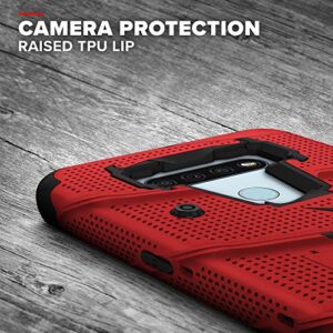 ZIZO Bolt Series for LG K51 / LG Reflect Case with Screen Protector Kickstand Holster Lanyard - Red & Black