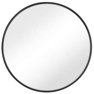 songmics round wall mirror, decorative circle mirror, 24-inch diameter, metal frame, for living room, bedroom, bathroom, entryway, black ulwm102b01