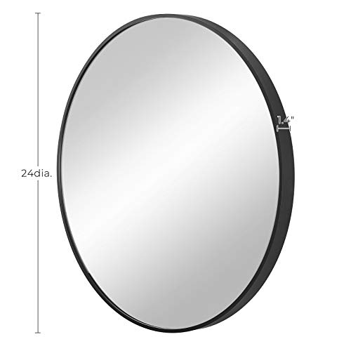 SONGMICS Round Wall Mirror, Decorative Circle Mirror, 24-Inch Diameter, Metal Frame, for Living Room, Bedroom, Bathroom, Entryway, Black ULWM102B01