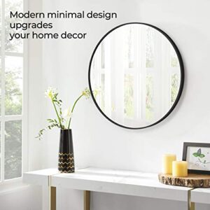 SONGMICS Round Wall Mirror, Decorative Circle Mirror, 24-Inch Diameter, Metal Frame, for Living Room, Bedroom, Bathroom, Entryway, Black ULWM102B01