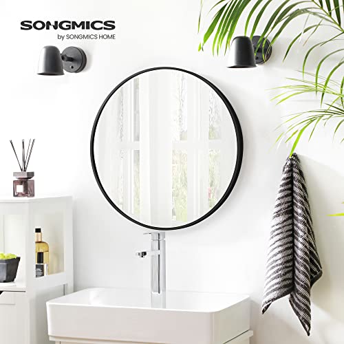 SONGMICS Round Wall Mirror, Decorative Circle Mirror, 24-Inch Diameter, Metal Frame, for Living Room, Bedroom, Bathroom, Entryway, Black ULWM102B01