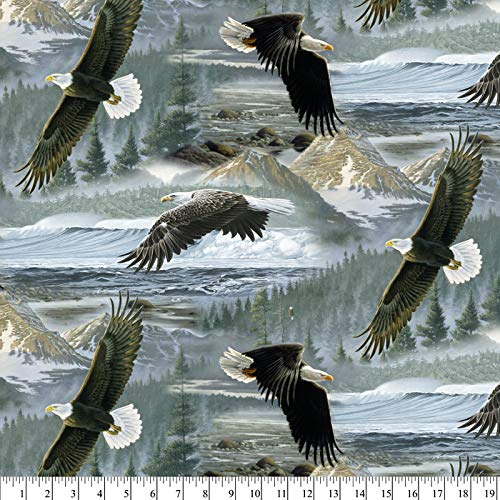 Eagles Soaring Cotton Fabric, 1 Yard PRECUTS