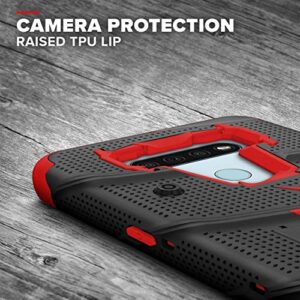 ZIZO Bolt Series for LG K51 / LG Reflect Case with Screen Protector Kickstand Holster Lanyard - Black & Red