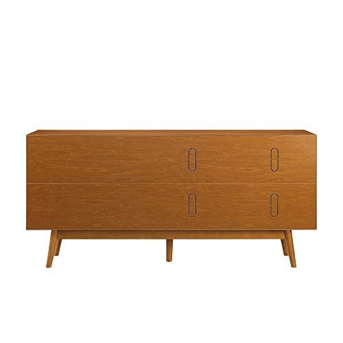 Walker Edison Mid-Century Modern Wood Kitchen Buffet Sideboard Entryway Serving Storage Cabinet Doors-Dining Room Console, 70 Inch, Acorn