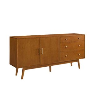 Walker Edison Mid-Century Modern Wood Kitchen Buffet Sideboard Entryway Serving Storage Cabinet Doors-Dining Room Console, 70 Inch, Acorn