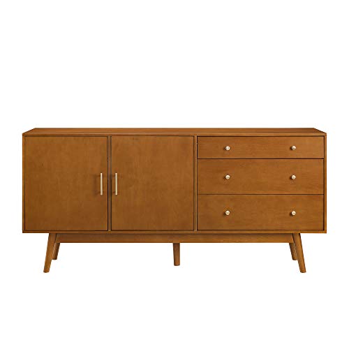 Walker Edison Mid-Century Modern Wood Kitchen Buffet Sideboard Entryway Serving Storage Cabinet Doors-Dining Room Console, 70 Inch, Acorn