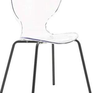 Meridian Furniture Clarion Collection Modern | Contemporary Lucite Polycarbonate Stackable Dining Chair with Sturdy Metal Legs, Set of 2, 19.5" W x 19" D x 32.5" H, Matte Black Finish