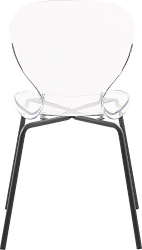 Meridian Furniture Clarion Collection Modern | Contemporary Lucite Polycarbonate Stackable Dining Chair with Sturdy Metal Legs, Set of 2, 19.5" W x 19" D x 32.5" H, Matte Black Finish