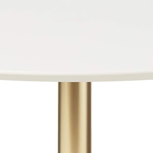 Target Marketing Systems Pisa Round Dining Table with Chrome Plated Base, Modern Retro Kitchen Furniture for Small Spaces, Condos and Apartments, 35.4", Golden