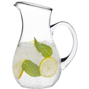 glass water pitcher with spout – elegant serving carafe for water, juice, sangria, lemonade, and cocktails – crystal-clear glass beverage pitcher.