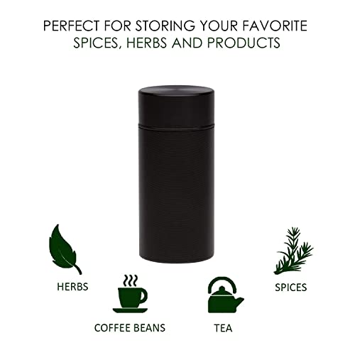 Stash Jar – Airtight Smell Proof Jar Aluminum Storage Container. Waterproof Weed Accessories Durable Multi-Use Portable Weed Jar. Herb Tobacco Spices Container Screw-Top Lid Lock Odor – Black (1)