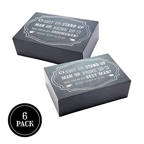 Pop Fizz Designs Groomsmen Box (6 pack) Groomsman Gift I Groomsmen Proposal Box | Groomsmen Gift Box Set | Will You Be My Groomsman? | Will You be My Best Man? | Chalkboard Style