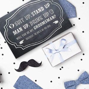 Pop Fizz Designs Groomsmen Box (6 pack) Groomsman Gift I Groomsmen Proposal Box | Groomsmen Gift Box Set | Will You Be My Groomsman? | Will You be My Best Man? | Chalkboard Style