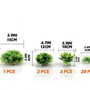 Artificial Aquarium Green Water Plants Grass Ball Set 25 Pcs, Fish Tank Aquarium Decorations, Made of Soft Plastic