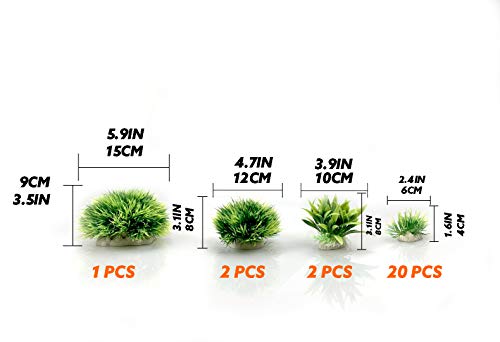 Artificial Aquarium Green Water Plants Grass Ball Set 25 Pcs, Fish Tank Aquarium Decorations, Made of Soft Plastic