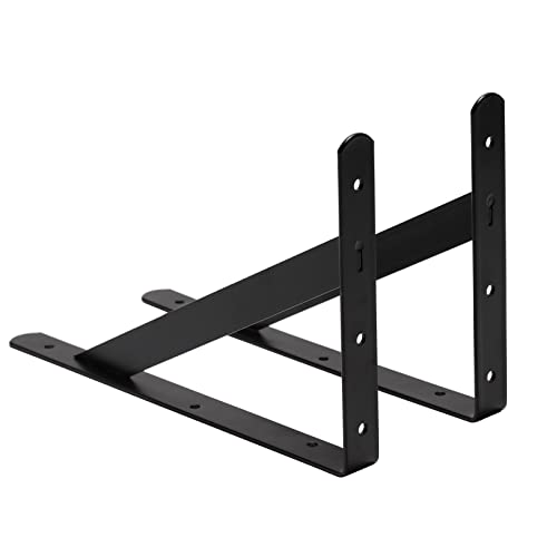 AWX Heavy Duty Shelf Brackets 12 inches x 8 inches with Screws - 8 Pack Black Metal Shelf Brackets - Shelf Support Angle Brackets for Shelves - L Brackets Heavy Duty Floating Shelf Brackets