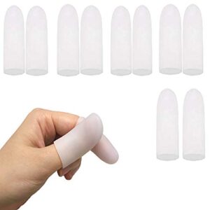 gel finger protectors finger caps silicone fingertips protection - finger cots great for trigger finger, finger arthritis, finger cracking and other finger pain relief (small)