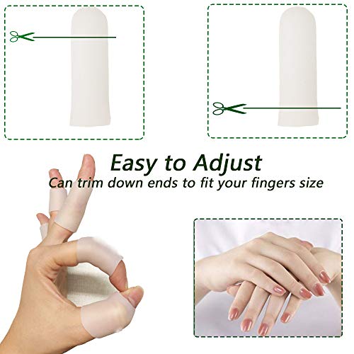 Gel Finger Protectors Finger Caps Silicone Fingertips Protection - Finger Cots Great for Trigger Finger, Finger Arthritis, Finger Cracking and Other Finger Pain Relief (Small)