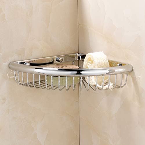 Shower Caddies Corner Shelf for Bathroom Brass Basket Organizers and Storage Shampoo Soap Holder Polished Chrome