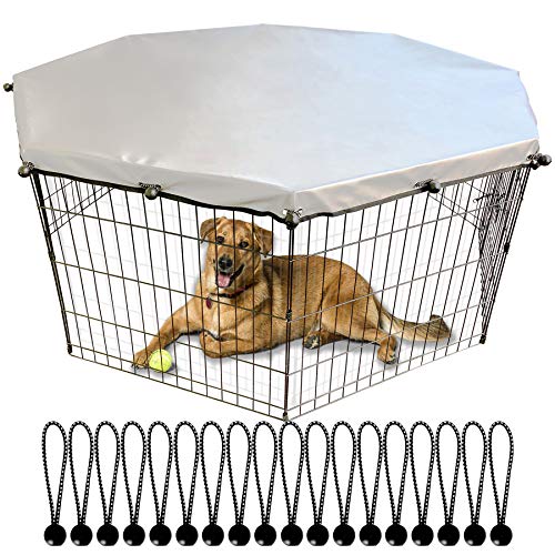 Universal Dog Playpen Cover with Sun/Rain Proof Top, Provide Shade and Security for Outdoor and Indoor, Fits All 24" Wide 8 Panels Pet Exercise Pen (Cover only)