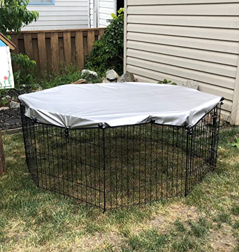 Universal Dog Playpen Cover with Sun/Rain Proof Top, Provide Shade and Security for Outdoor and Indoor, Fits All 24" Wide 8 Panels Pet Exercise Pen (Cover only)