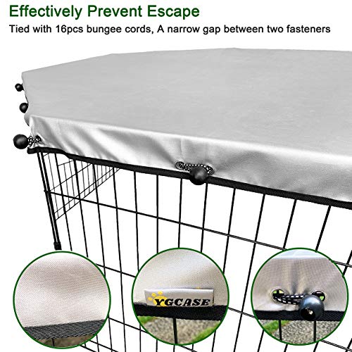 Universal Dog Playpen Cover with Sun/Rain Proof Top, Provide Shade and Security for Outdoor and Indoor, Fits All 24" Wide 8 Panels Pet Exercise Pen (Cover only)