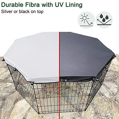 Universal Dog Playpen Cover with Sun/Rain Proof Top, Provide Shade and Security for Outdoor and Indoor, Fits All 24" Wide 8 Panels Pet Exercise Pen (Cover only)