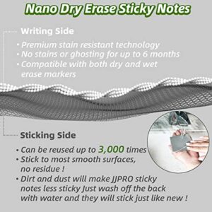 Dry Erase Sticky Notes. Reusable Whiteboard Stickers 3"x3" 12 Pack. Suitable for All Smooth Surface. Great for Labels, Lists, Reminders and Decals. Washable, Removable and Eco-Friendly