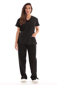 just love women's scrub sets medical nursing scrubs 11111w-black-l