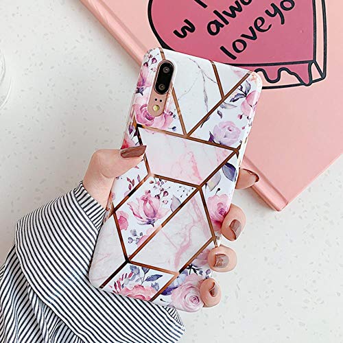 KABIOU Plating Geometric Marble Phone Case for Huawei P40 Pro P30 P20 Lite Pro Mate 30 20 Lite Glossy Soft IMD Phone Back Cover,j,for Huawei P30 Pro