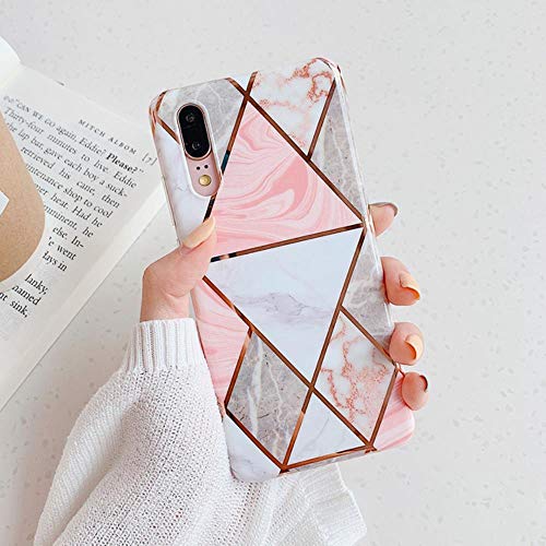 KABIOU Plating Geometric Marble Phone Case for Huawei P40 Pro P30 P20 Lite Pro Mate 30 20 Lite Glossy Soft IMD Phone Back Cover,j,for Huawei P30 Pro