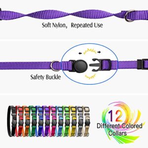 Puppy Collars for Litter Puppy ID Collars Whelping Supplies Soft Nylon Breakaway Coloured Collars with 6 Record Keeping Charts(S)