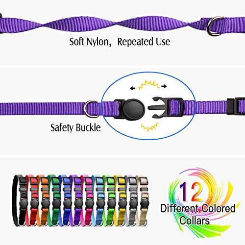 Puppy Collars for Litter Puppy ID Collars Whelping Supplies Soft Nylon Breakaway Coloured Collars with 6 Record Keeping Charts(S)