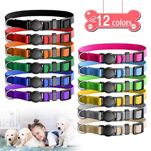 Puppy Collars for Litter Puppy ID Collars Whelping Supplies Soft Nylon Breakaway Coloured Collars with 6 Record Keeping Charts(S)